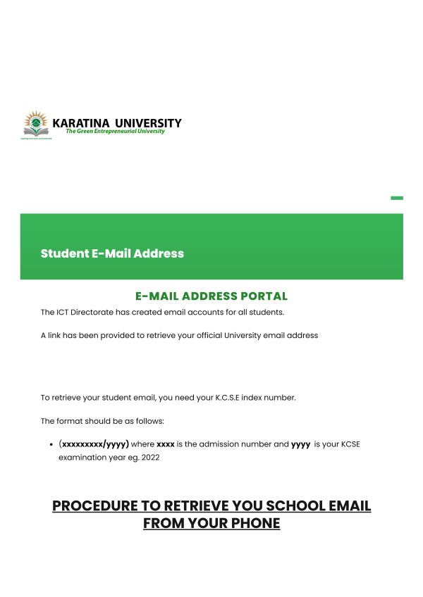 The Self-Registration Portal For Karatina University – Karatina ...